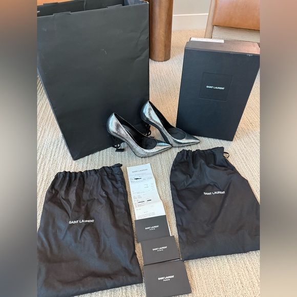 Yves Saint Laurent | Shoes | Ysl Opyum 1 Pumps Heels 37 Metallic ...